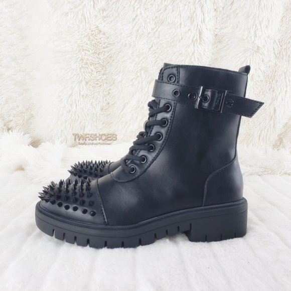 Cape Robbin | Shoes | Bitten Black Spiked Combat Goth Punk Ankle Boots ...